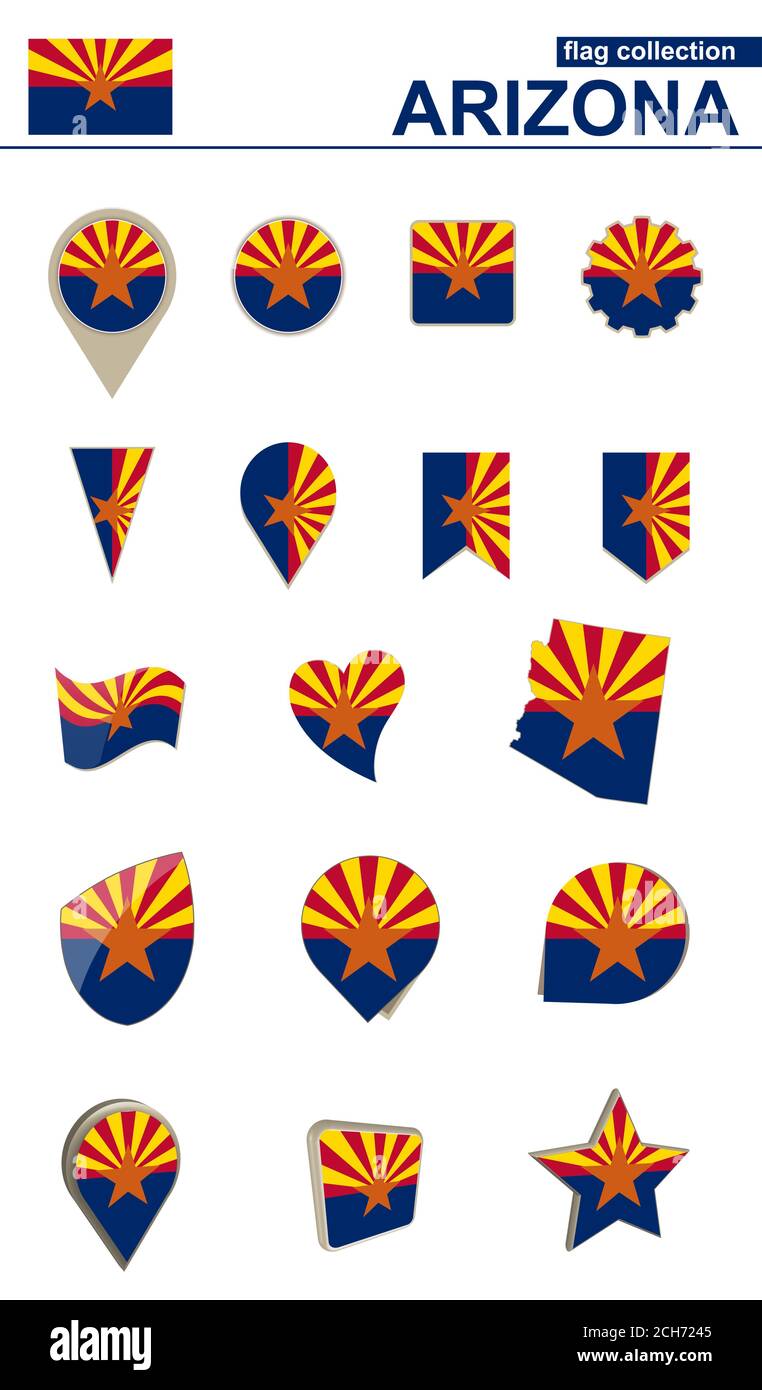 Arizona Flag Collection. Big set for design. Vector Illustration Stock ...