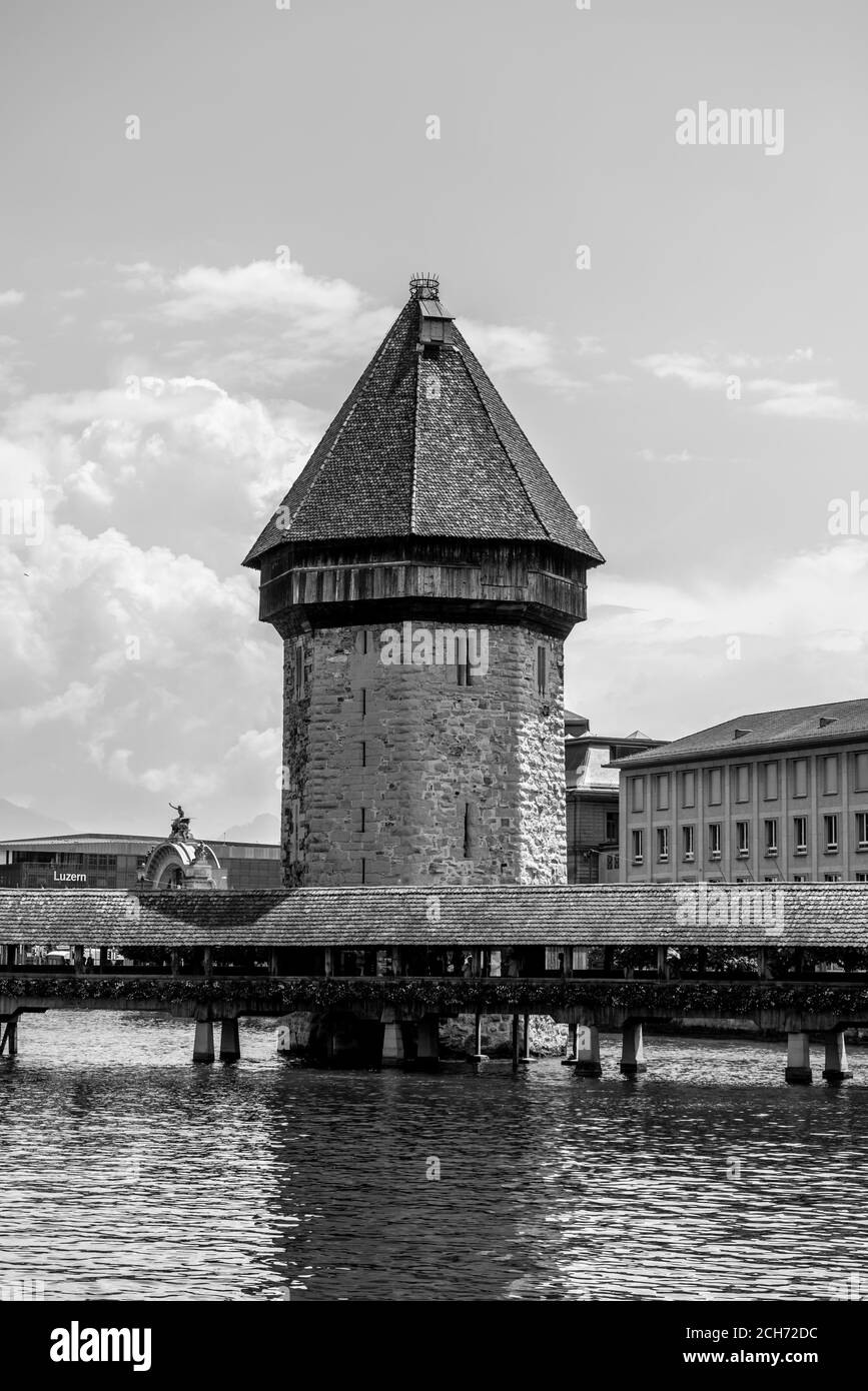 Chapel bridge tower Black and White Stock Photos & Images - Alamy