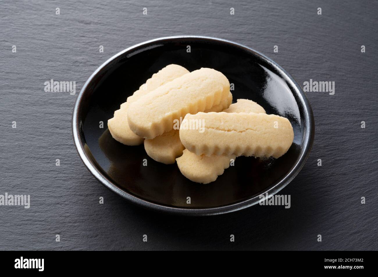 Japanese Okinawan cookies placed on a black background. Chinsuko Stock ...