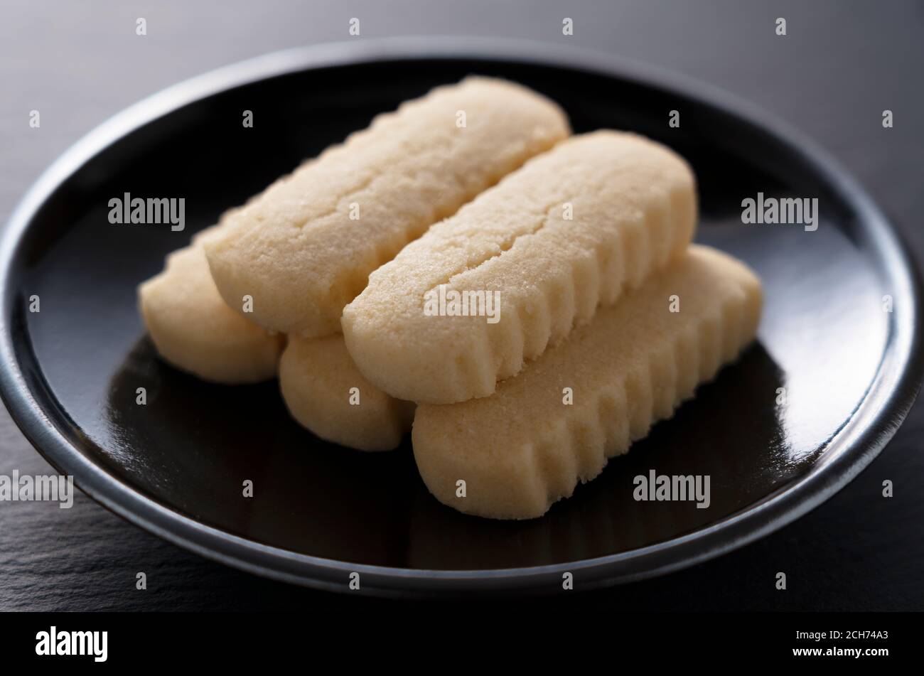 Japanese Okinawan cookies placed on a black background. Chinsuko Stock ...