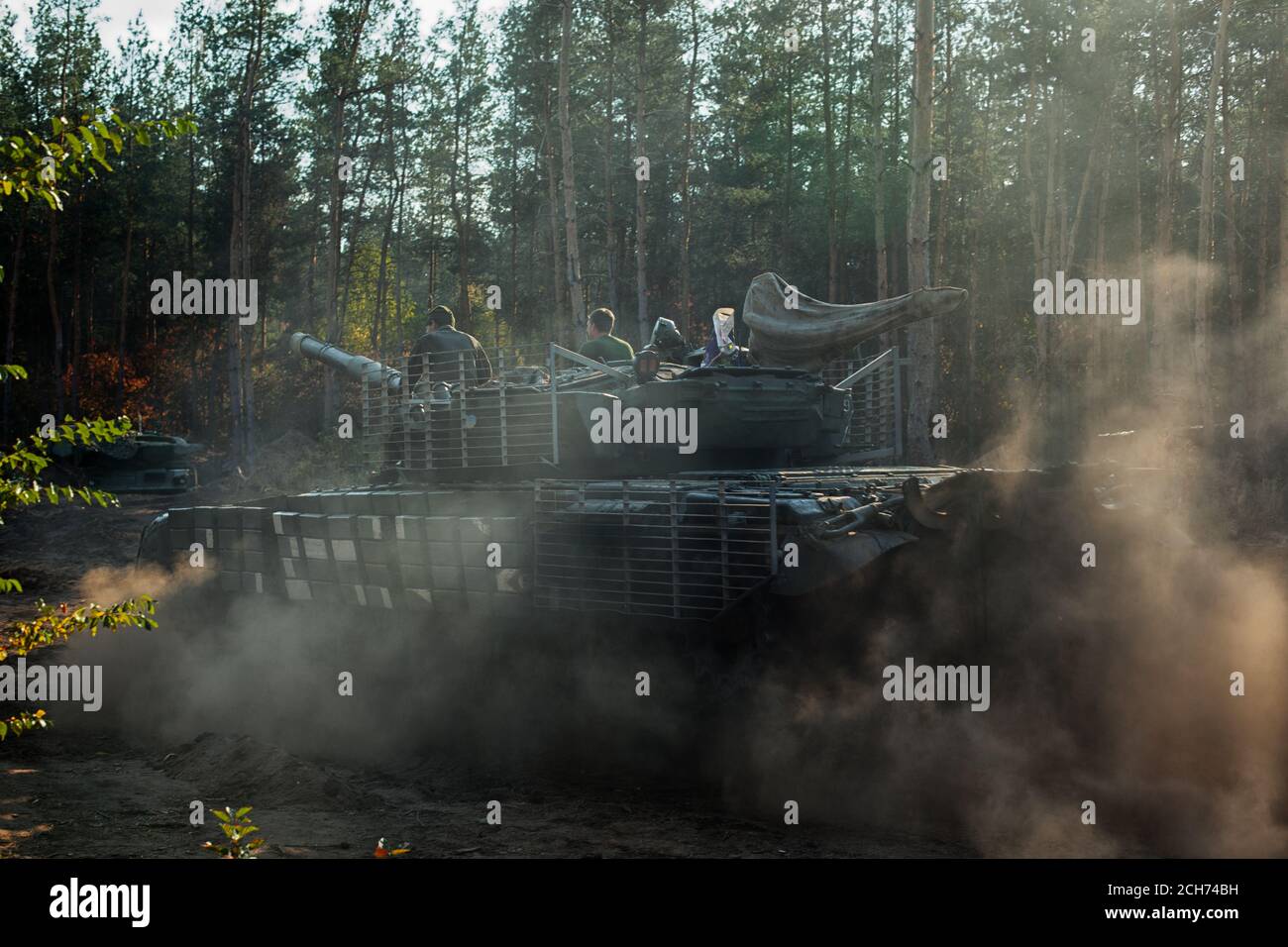 real battle panzer in the Donbass - eastern Ukraine is driving fast in ...