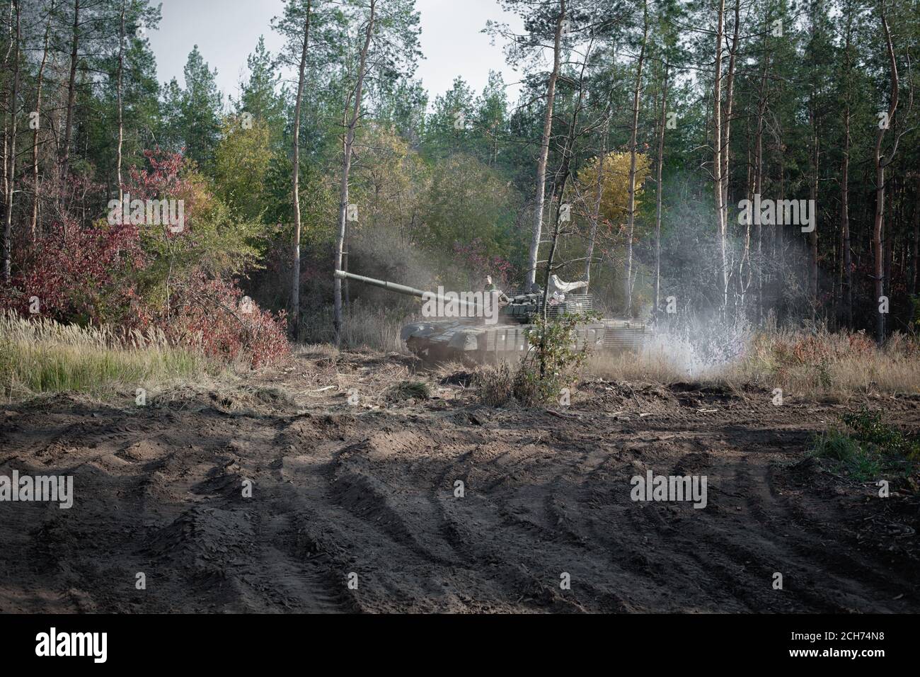 real battle panzer in the Donbass - eastern Ukraine is driving fast in ...