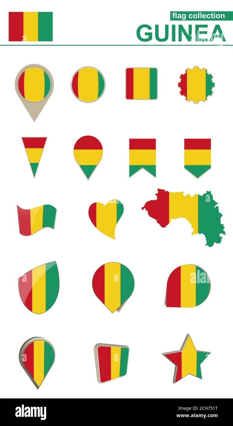 Guinea Flag Collection. Big set for design. Vector Illustration Stock ...