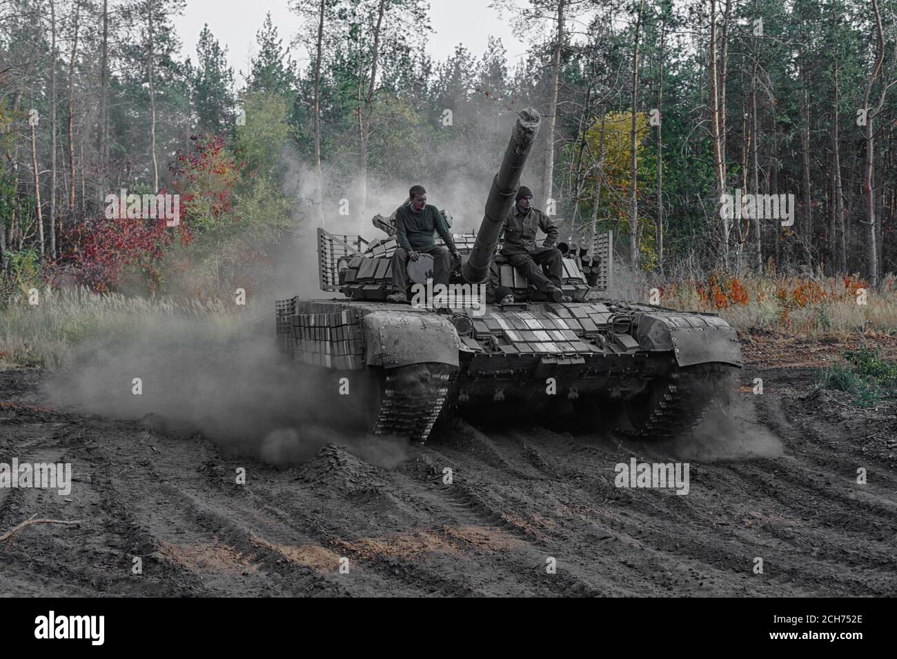 real battle panzer in the Donbass - eastern Ukraine is driving fast in ...