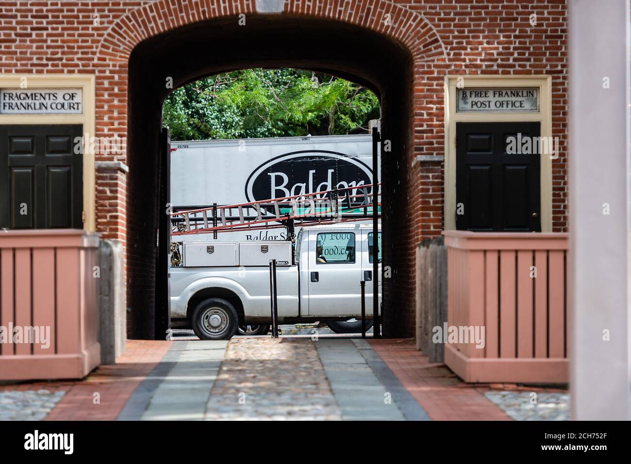 Philadelphia, Pennsylvania, USA - June 17, 2019: red brick house ...