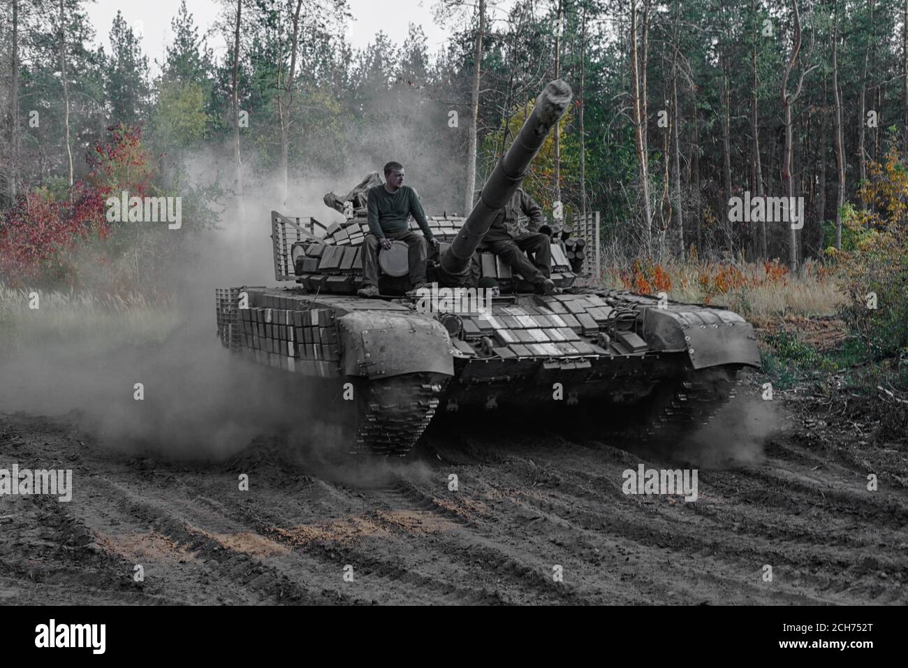 real battle panzer in the Donbass - eastern Ukraine is driving fast in ...