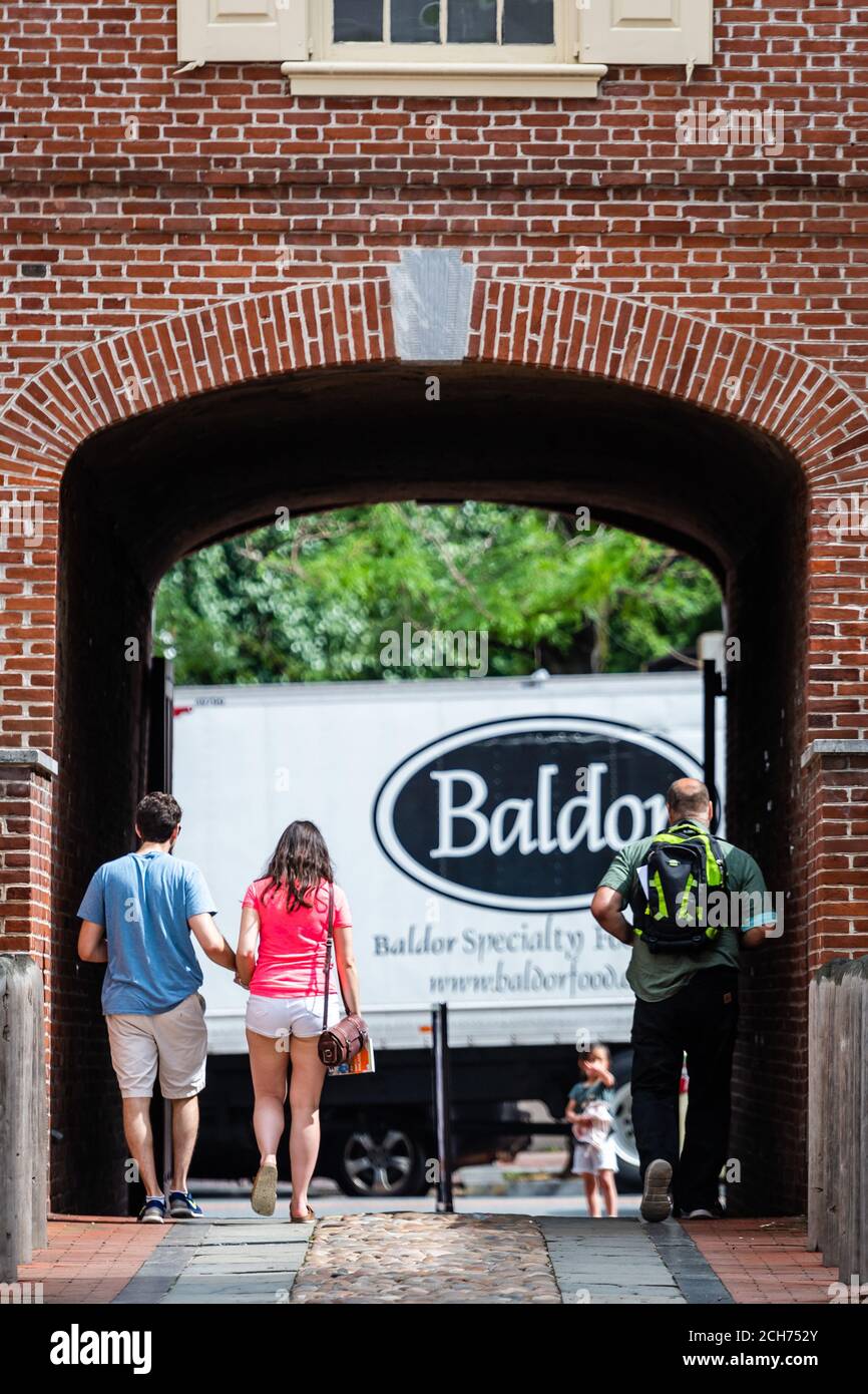 Philadelphia, Pennsylvania, USA - June 17, 2019: red brick house ...