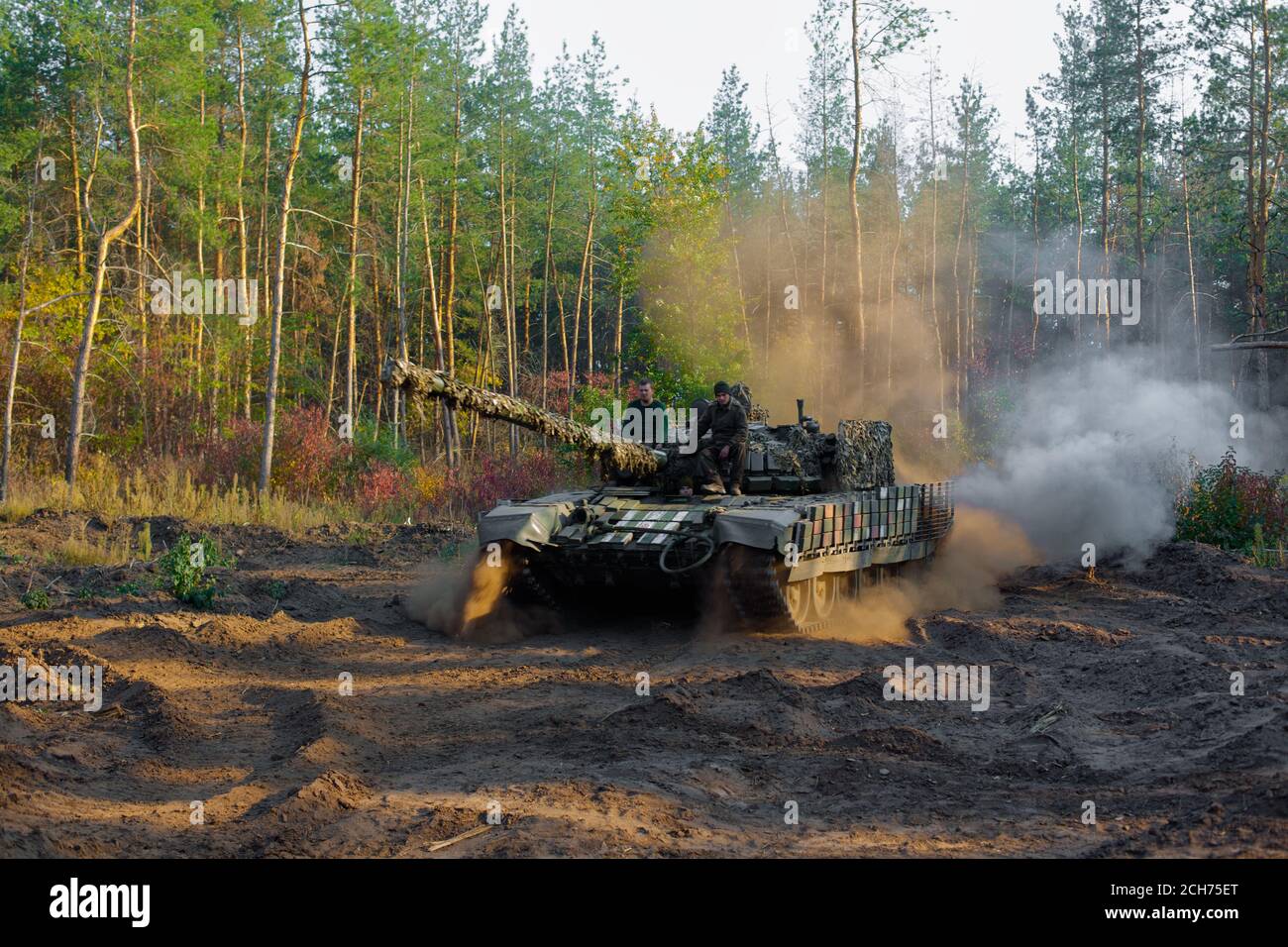 real battle panzer in the Donbass - eastern Ukraine is driving fast in ...