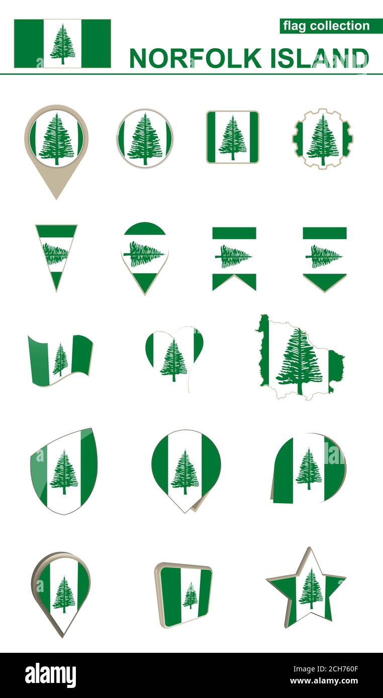 Norfolk Island Flag Collection. Big set for design. Vector Illustration ...