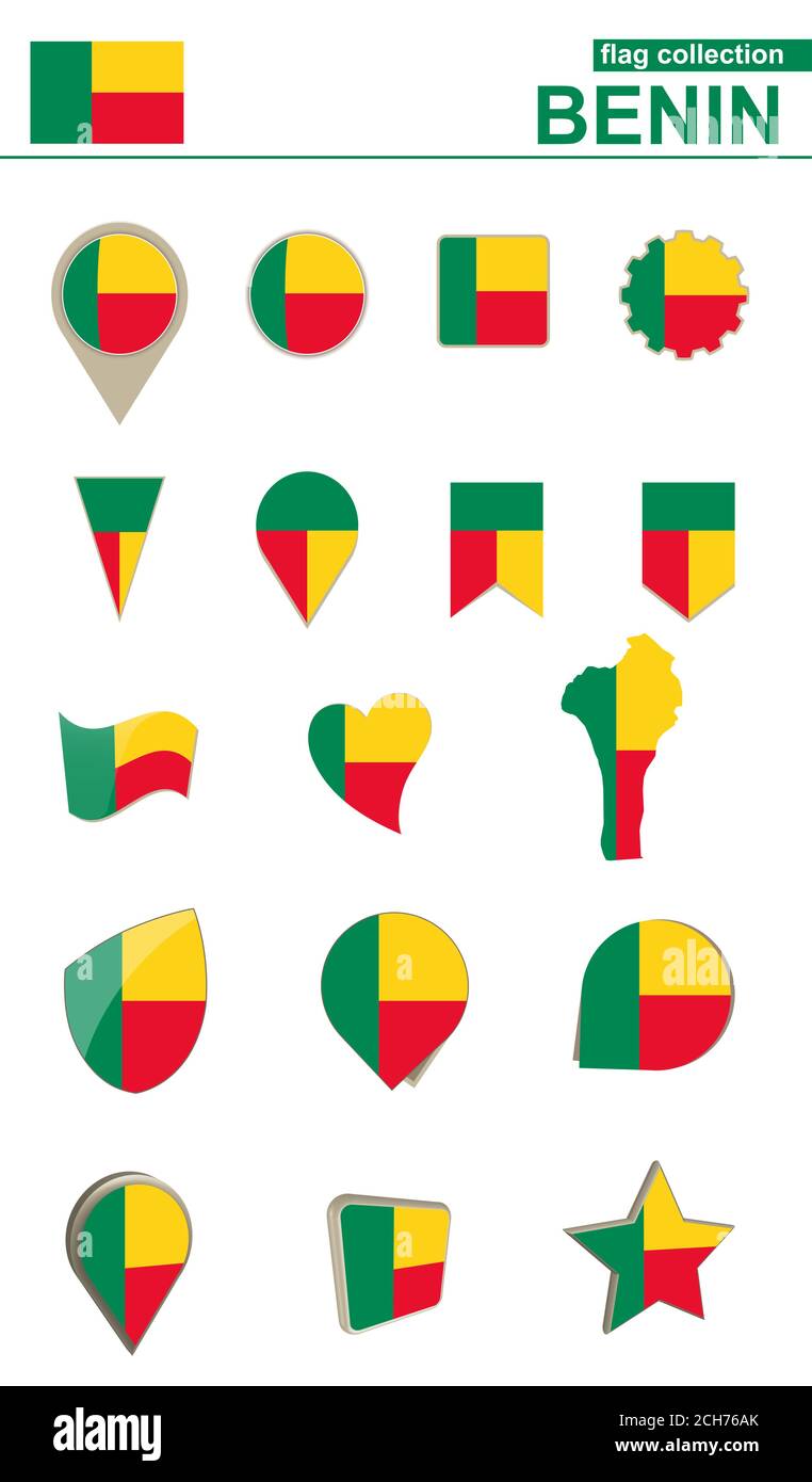 Benin Flag Collection. Big set for design. Vector Illustration Stock ...