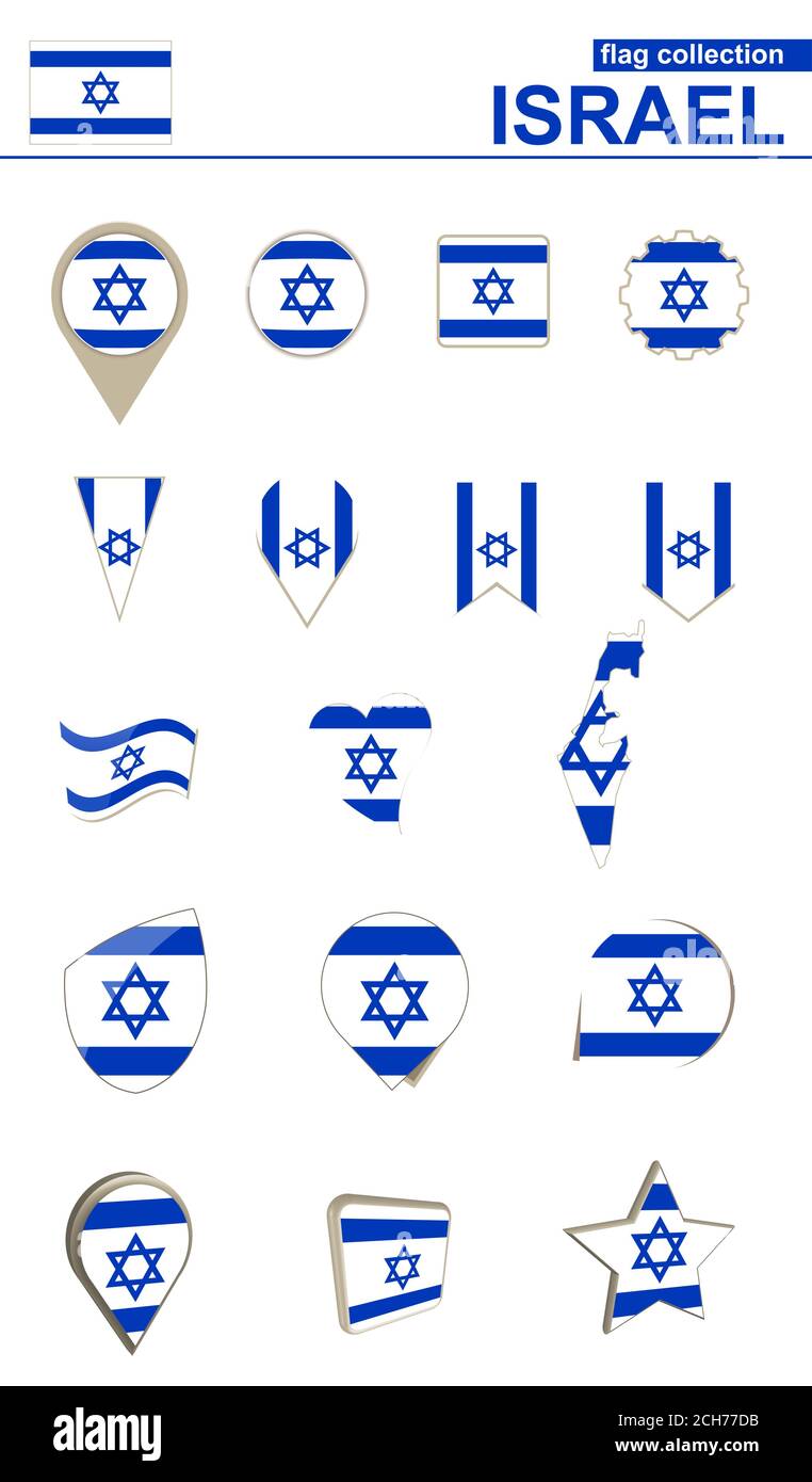 Israel Flag Collection. Big set for design. Vector Illustration Stock ...