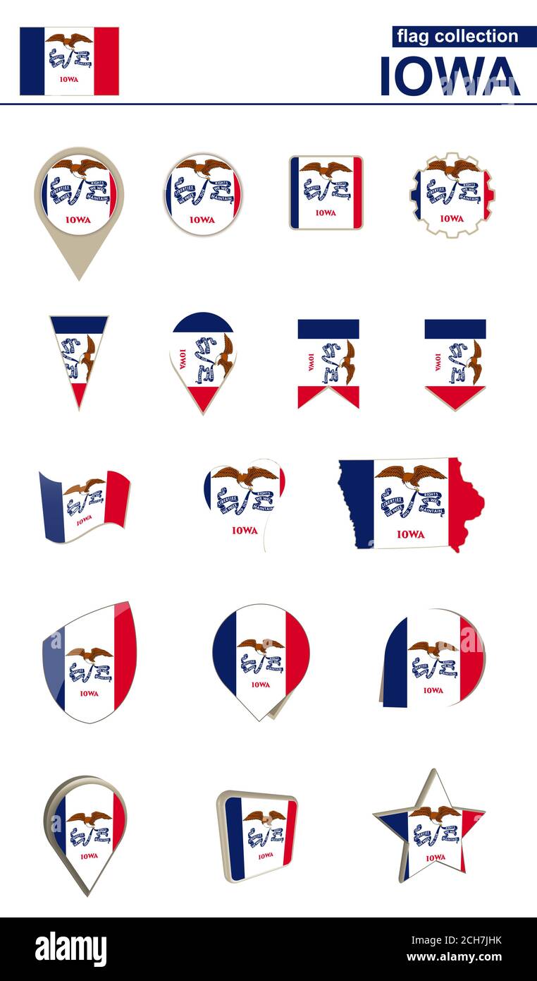 Iowa Flag Collection. Big set for design. Vector Illustration Stock ...