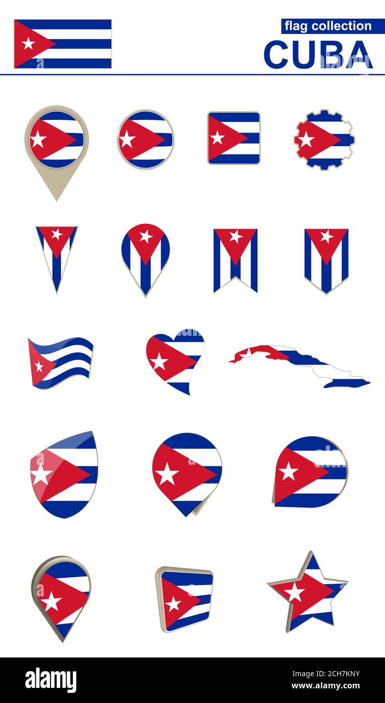 Cuba Flag Collection. Big set for design. Vector Illustration Stock ...
