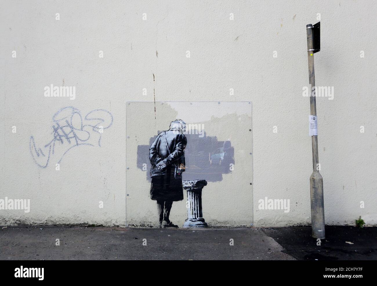 The mural called Art Buff created by street artist Banksy which ...