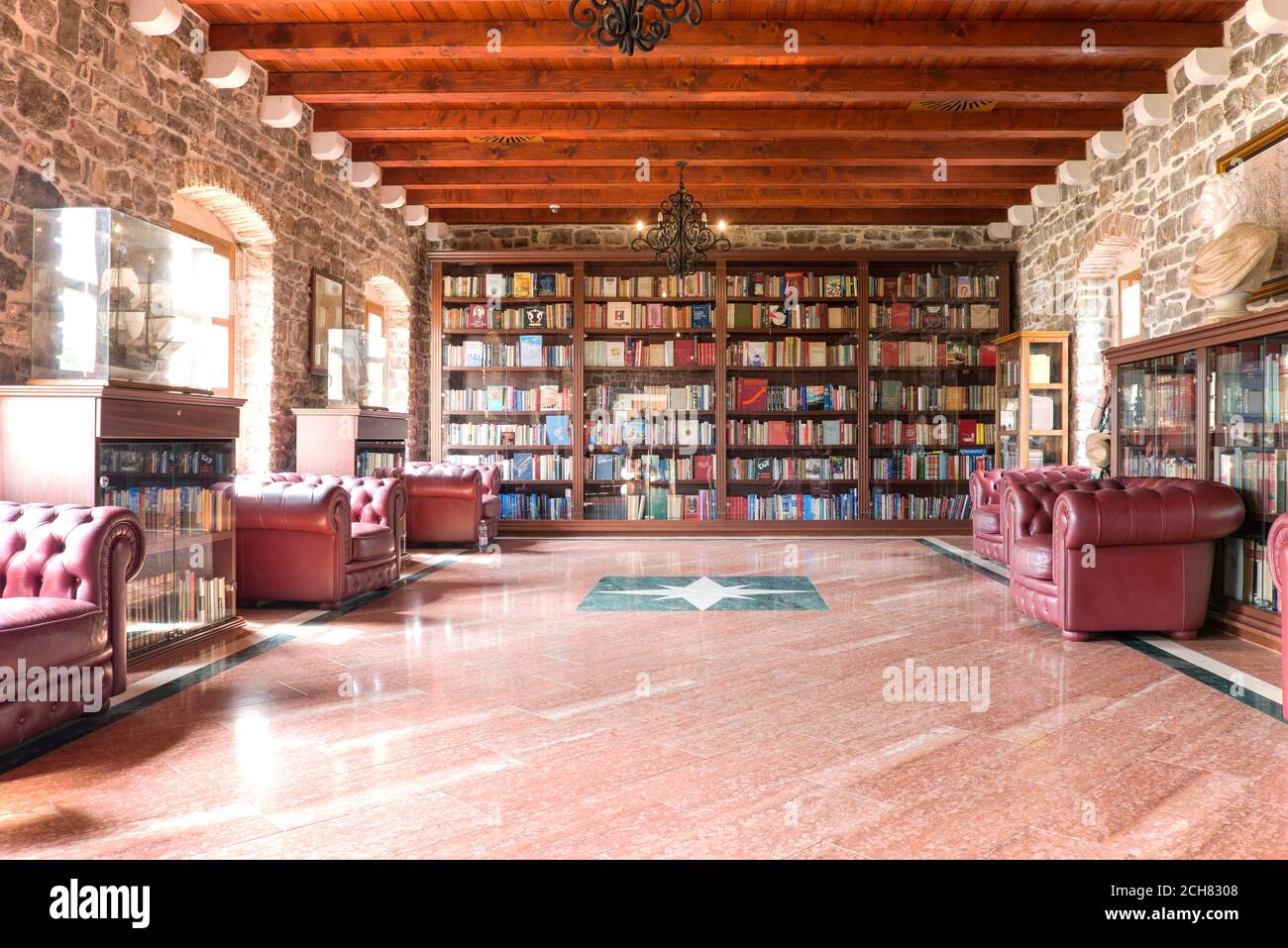 Budva, Montenegro - August 18, 2017: Library in the citadel of the old ...