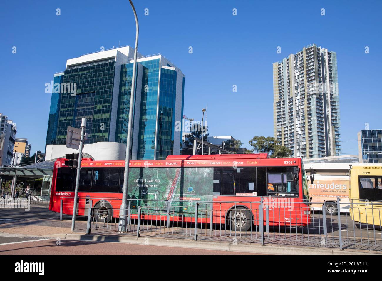 Sydney buses and bus interchange station in Parramatta city centre ...