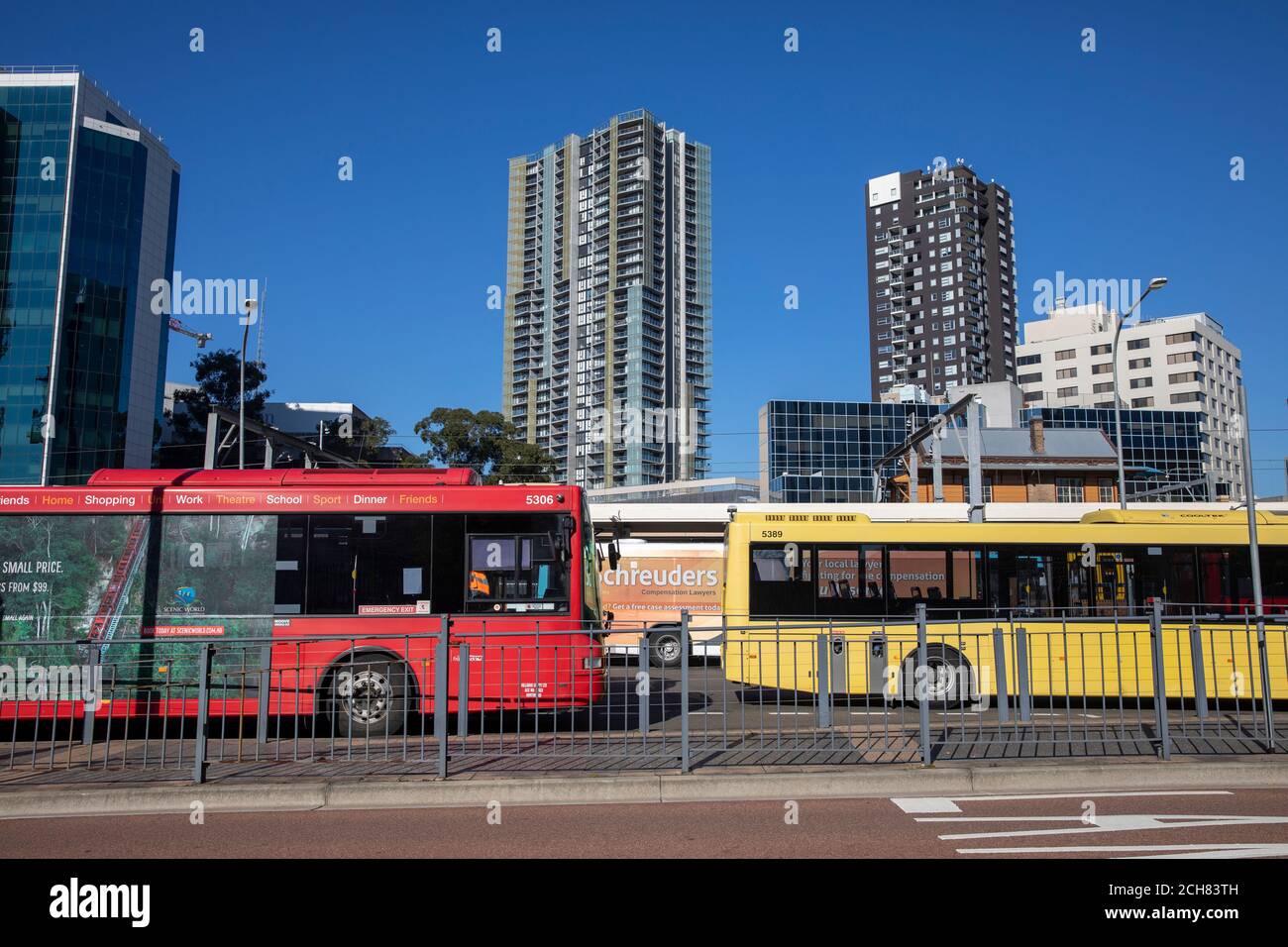 Sydney buses and bus interchange station in Parramatta city centre ...