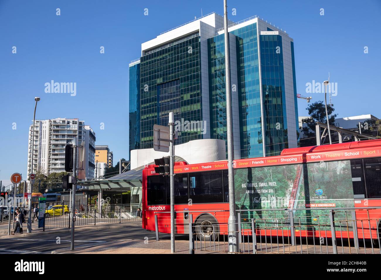 Sydney buses and bus interchange station in Parramatta city centre ...