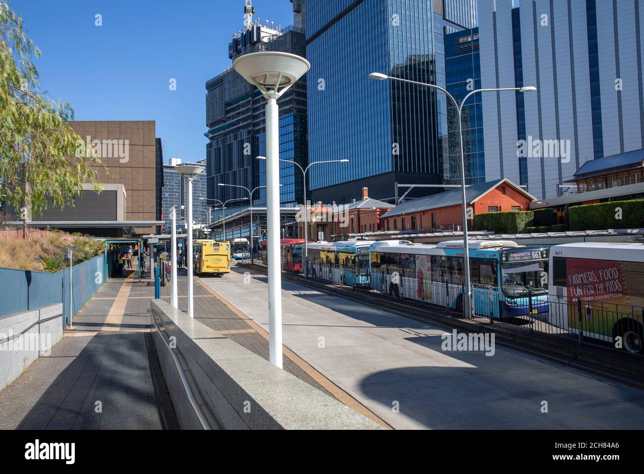Sydney buses and bus interchange station in Parramatta city centre ...
