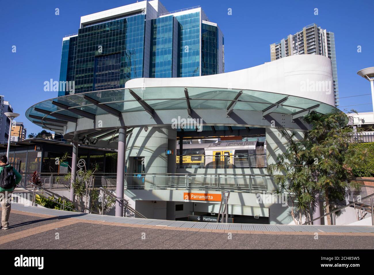 Parramatta bus and train station interchange in Western Sydney,NSW ...