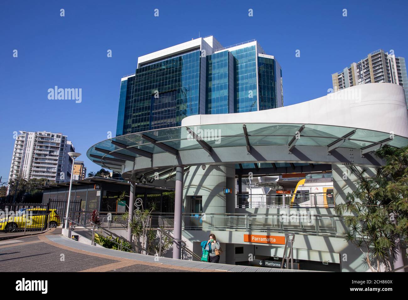 Parramatta bus and train station interchange in Western Sydney,NSW ...