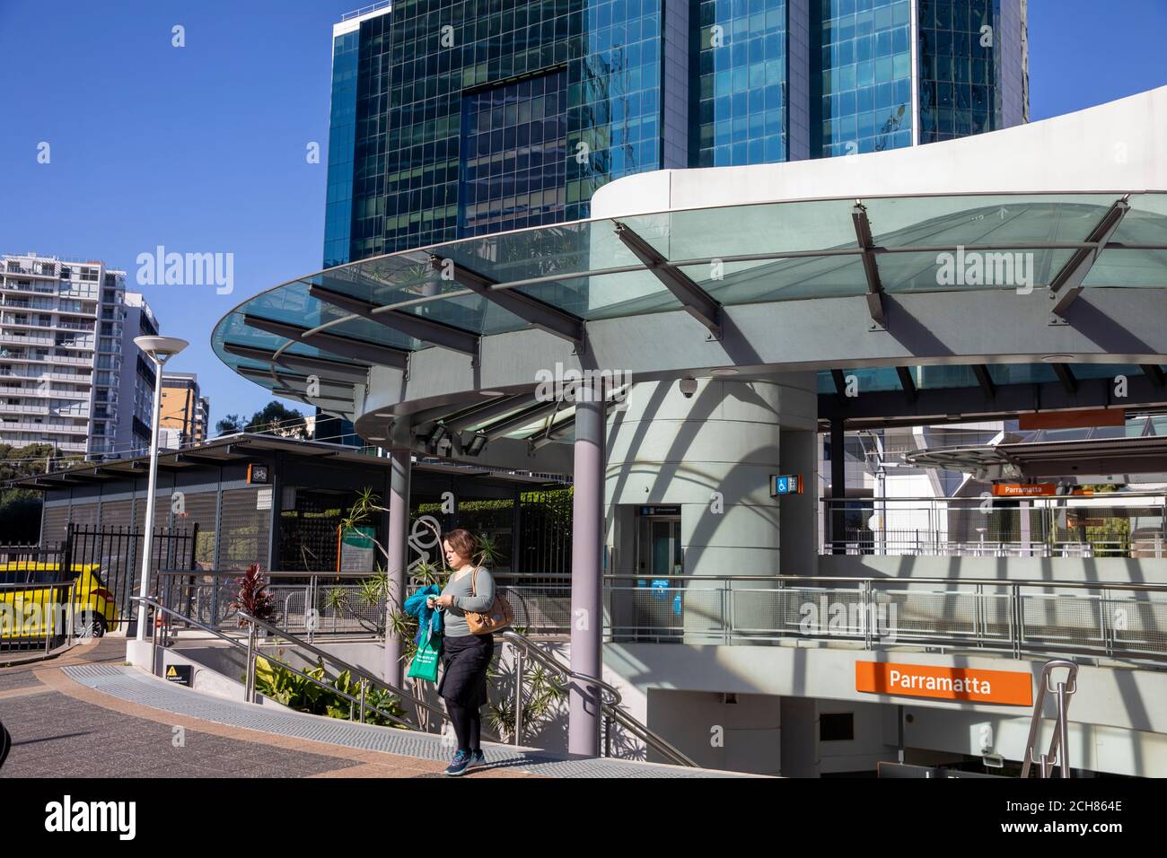 Parramatta bus and train station interchange in Western Sydney,NSW ...