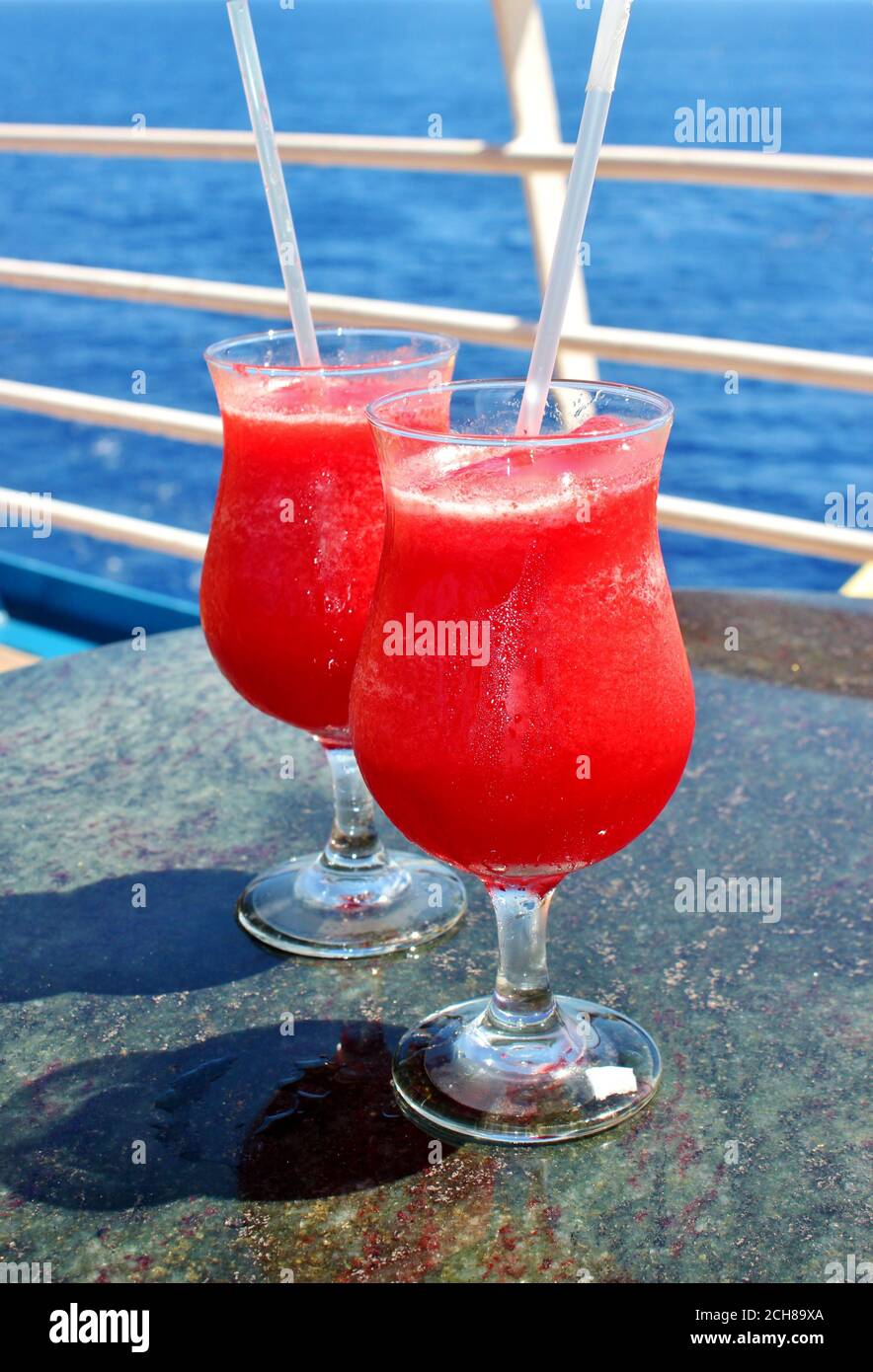 Alcoholic beverages on a cruise ship deck Stock Photo - Alamy