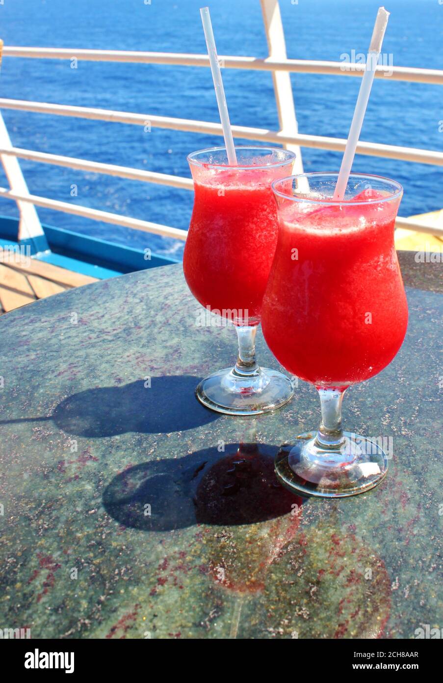 Alcoholic beverages on a cruise ship deck Stock Photo - Alamy
