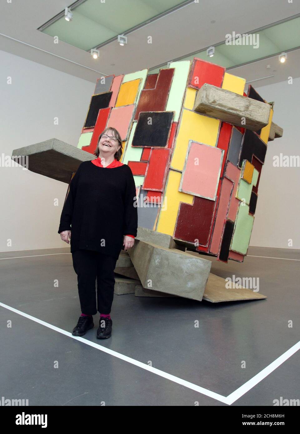 Artist Phyllida Barlow with her piece untitled: upturned house, 2 (2012 ...