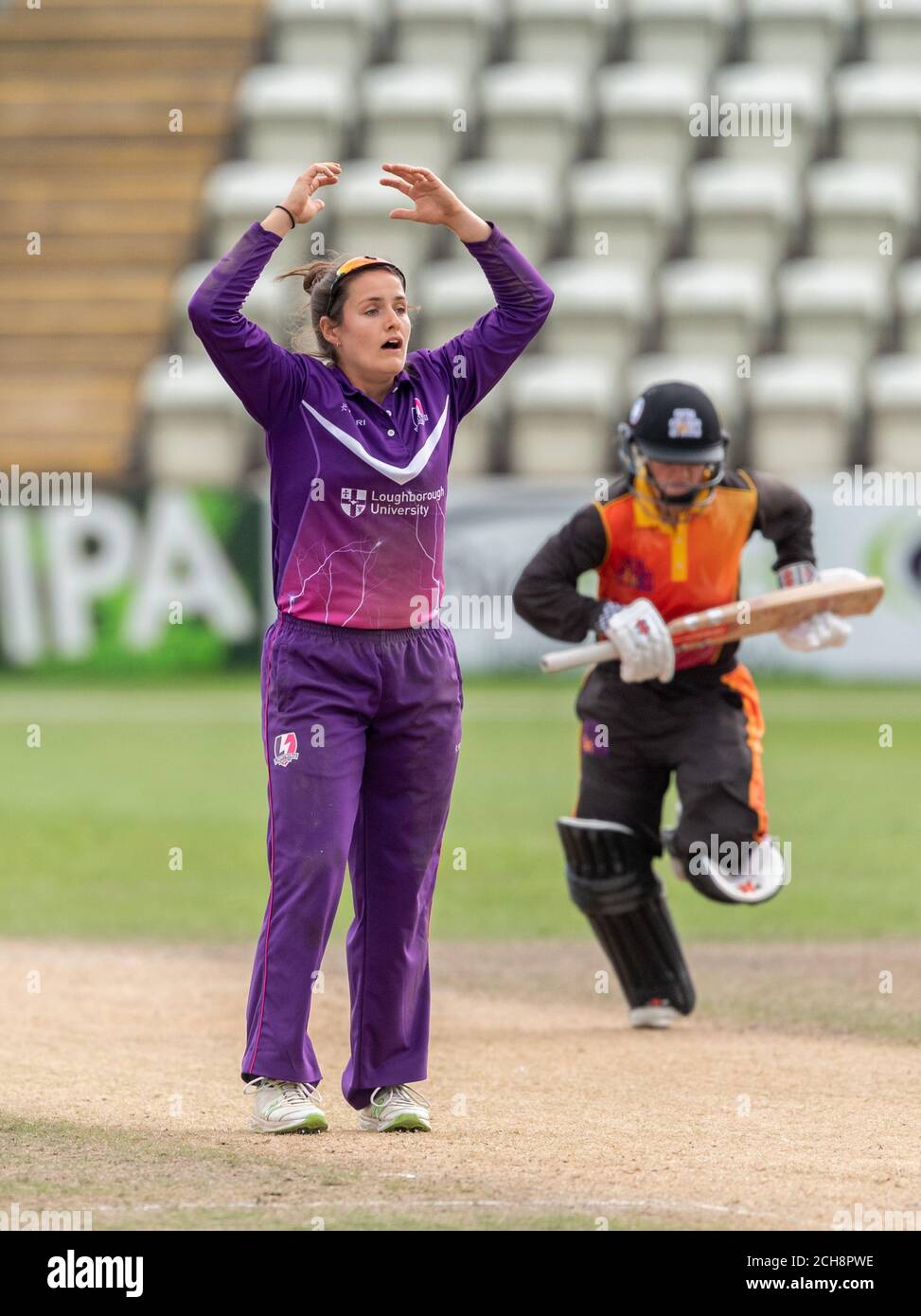 Lightning's Nancy Harman reacts during her bowling spell against ...