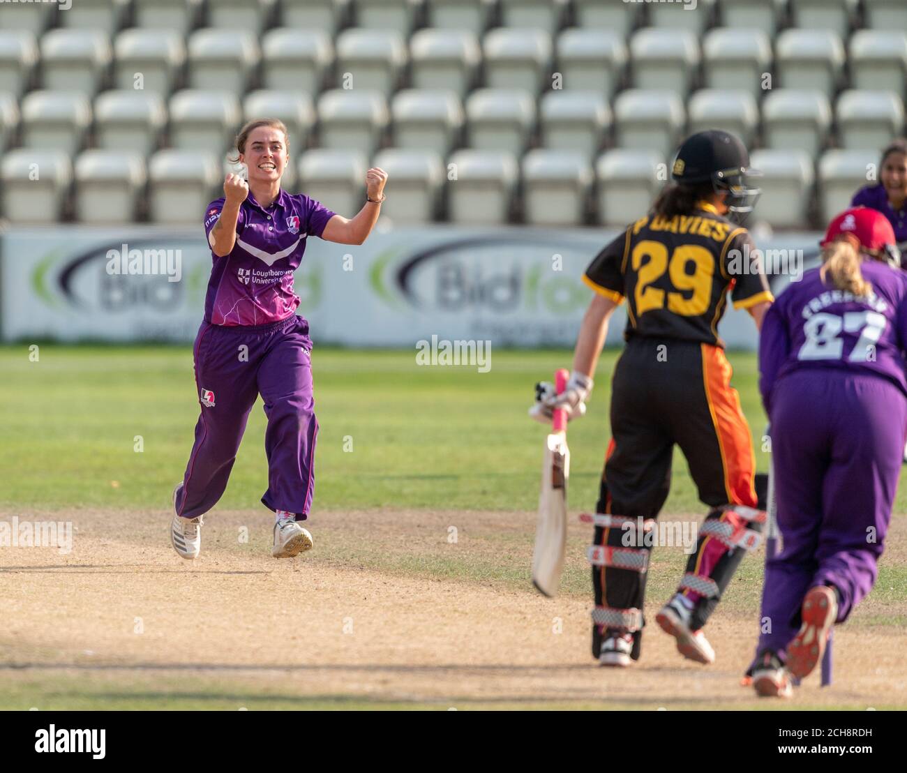 Lightning's Alicia Presland celebrates after getting the wicket of ...
