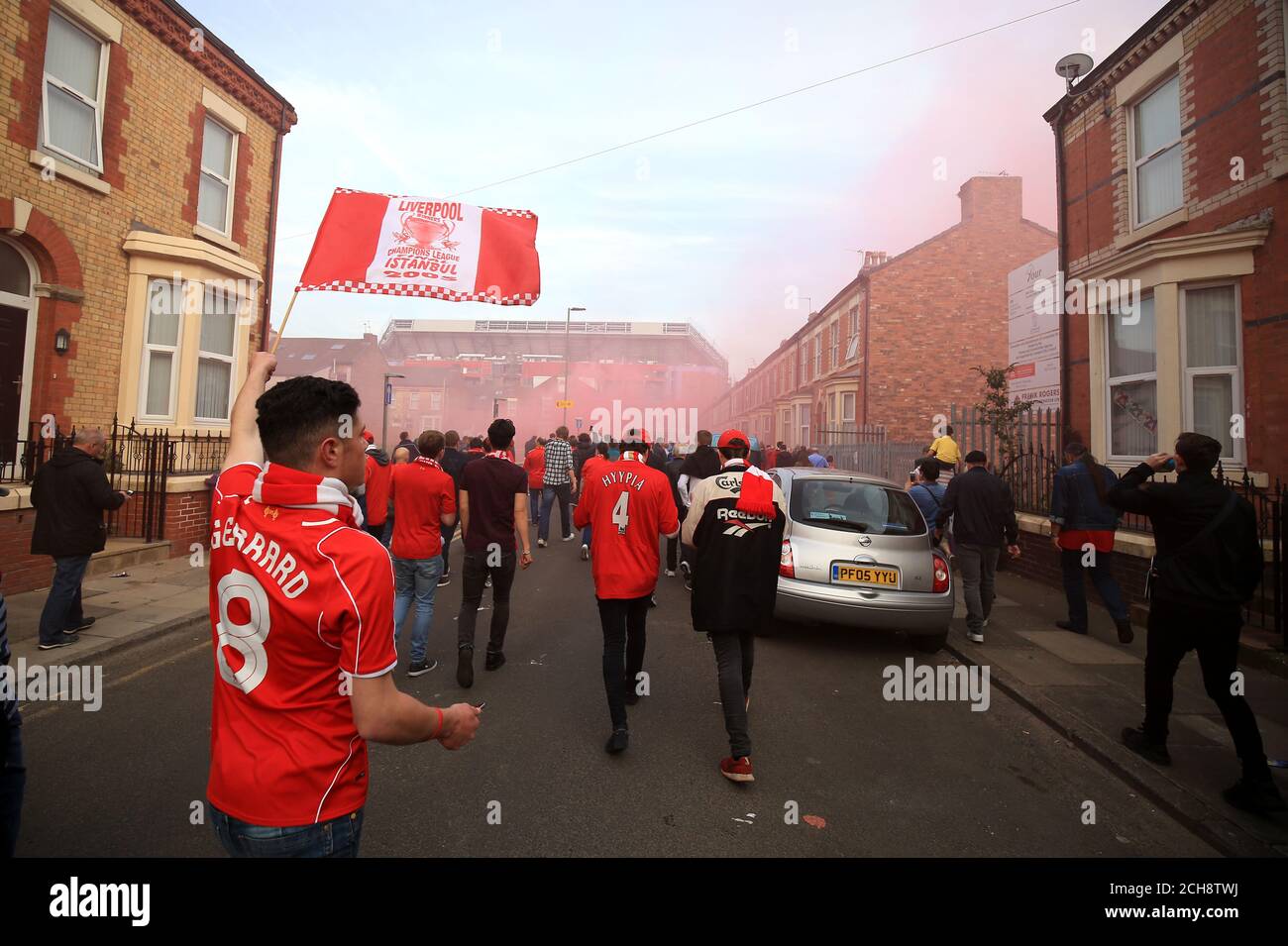 Fans outside the ground Stock Photo - Alamy
