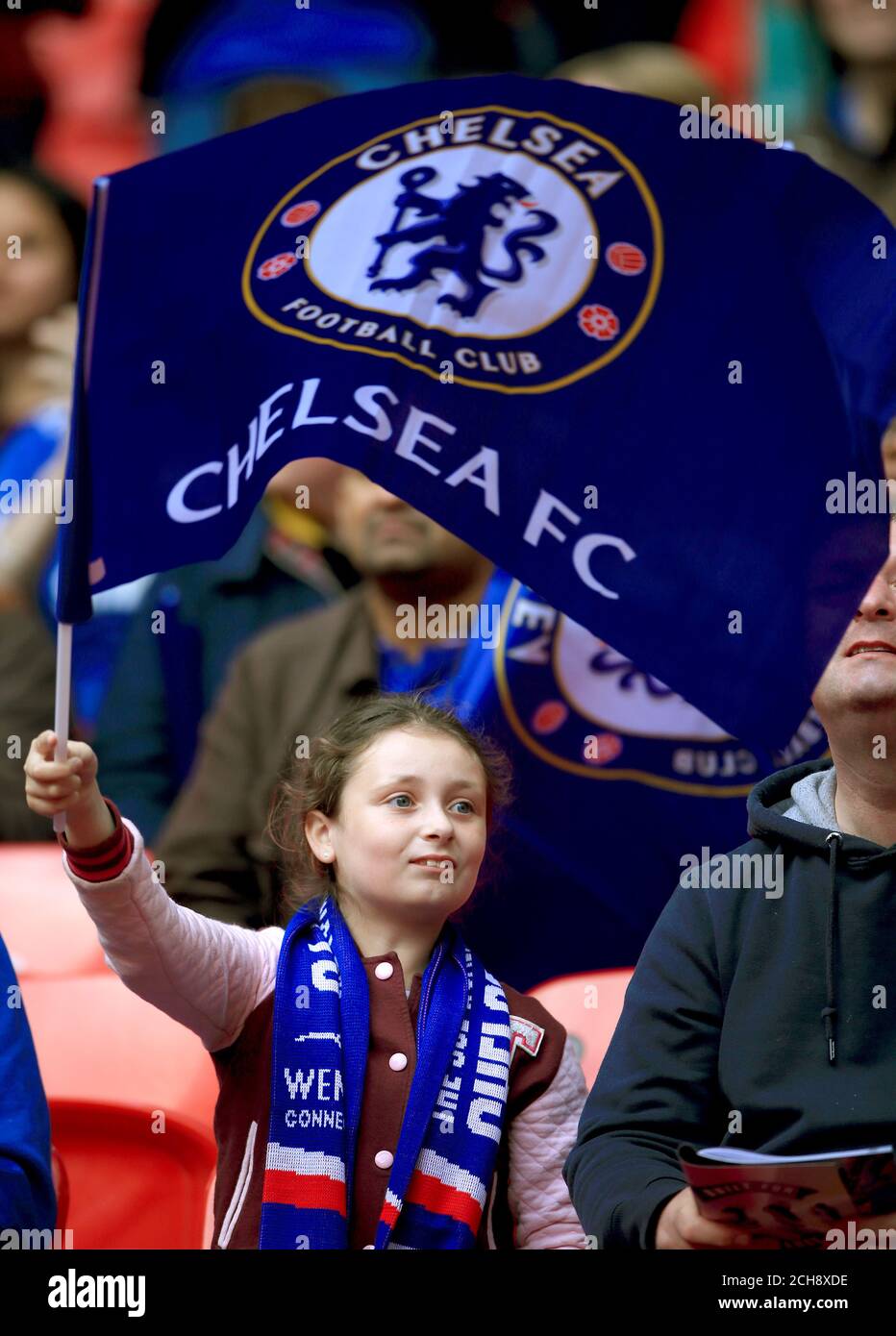 A Chelsea fan in the stands before the SSE Women's FA Cup Final at ...