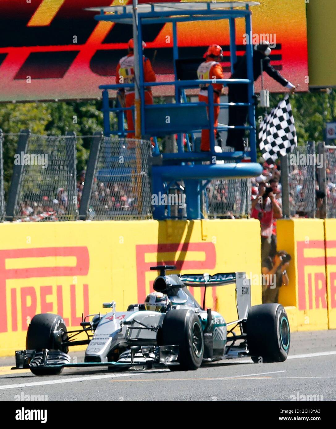 Lewis hamilton mercedes finish line hi-res stock photography and images ...