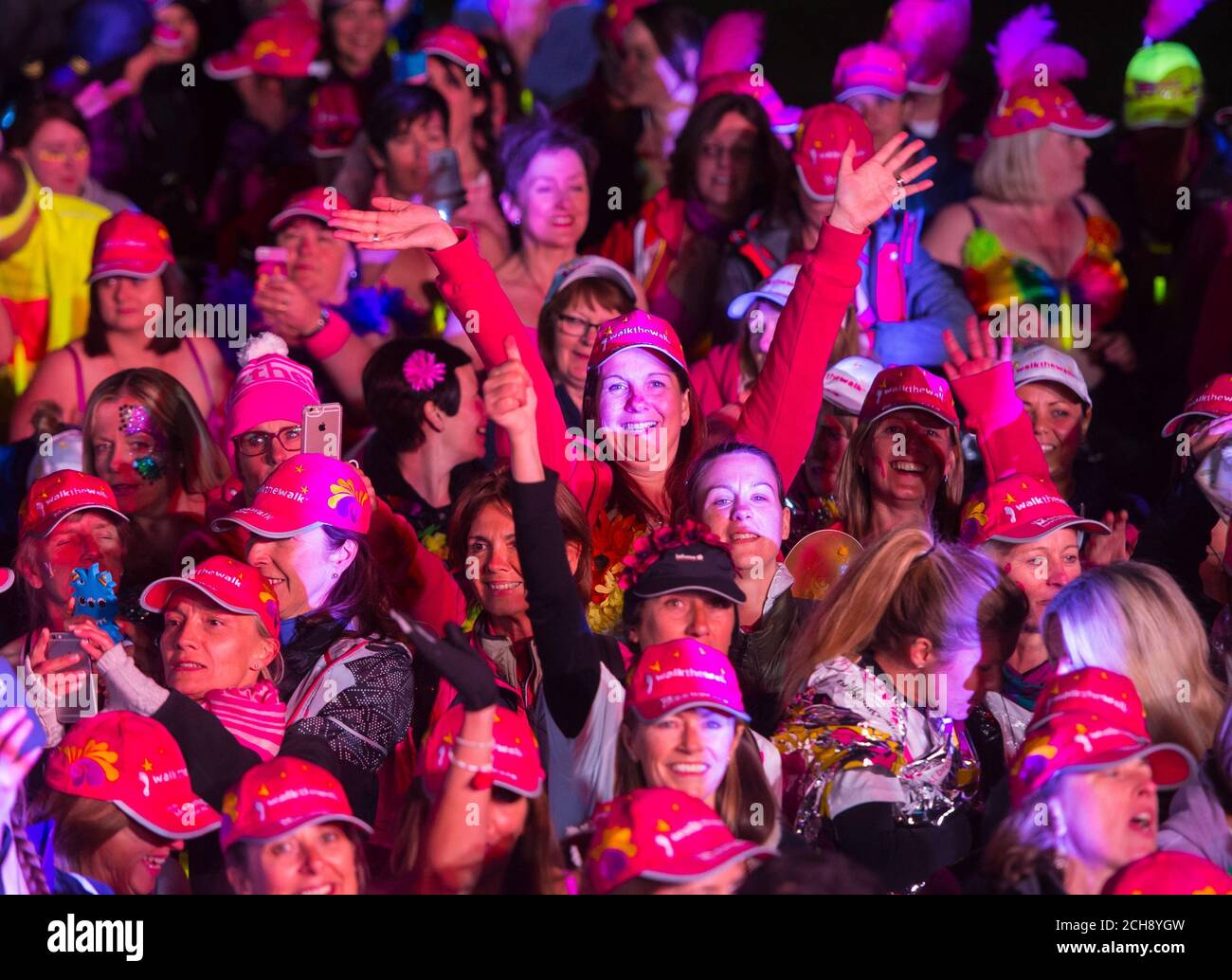 Walkers at the start of Moonwalk London 2016, at Clapham Common, London ...