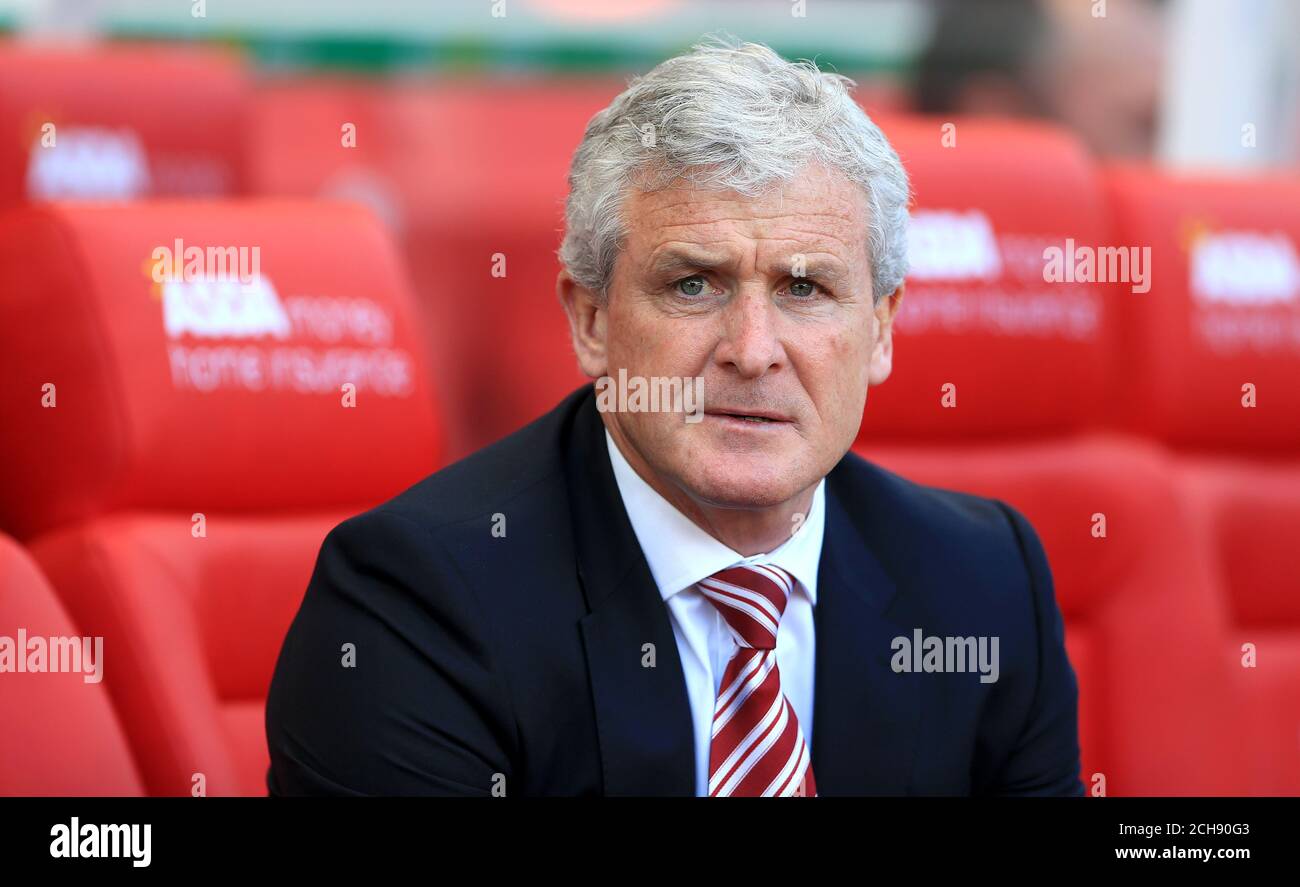 Stoke City manager Mark Hughes before the Barclays Premier League match ...