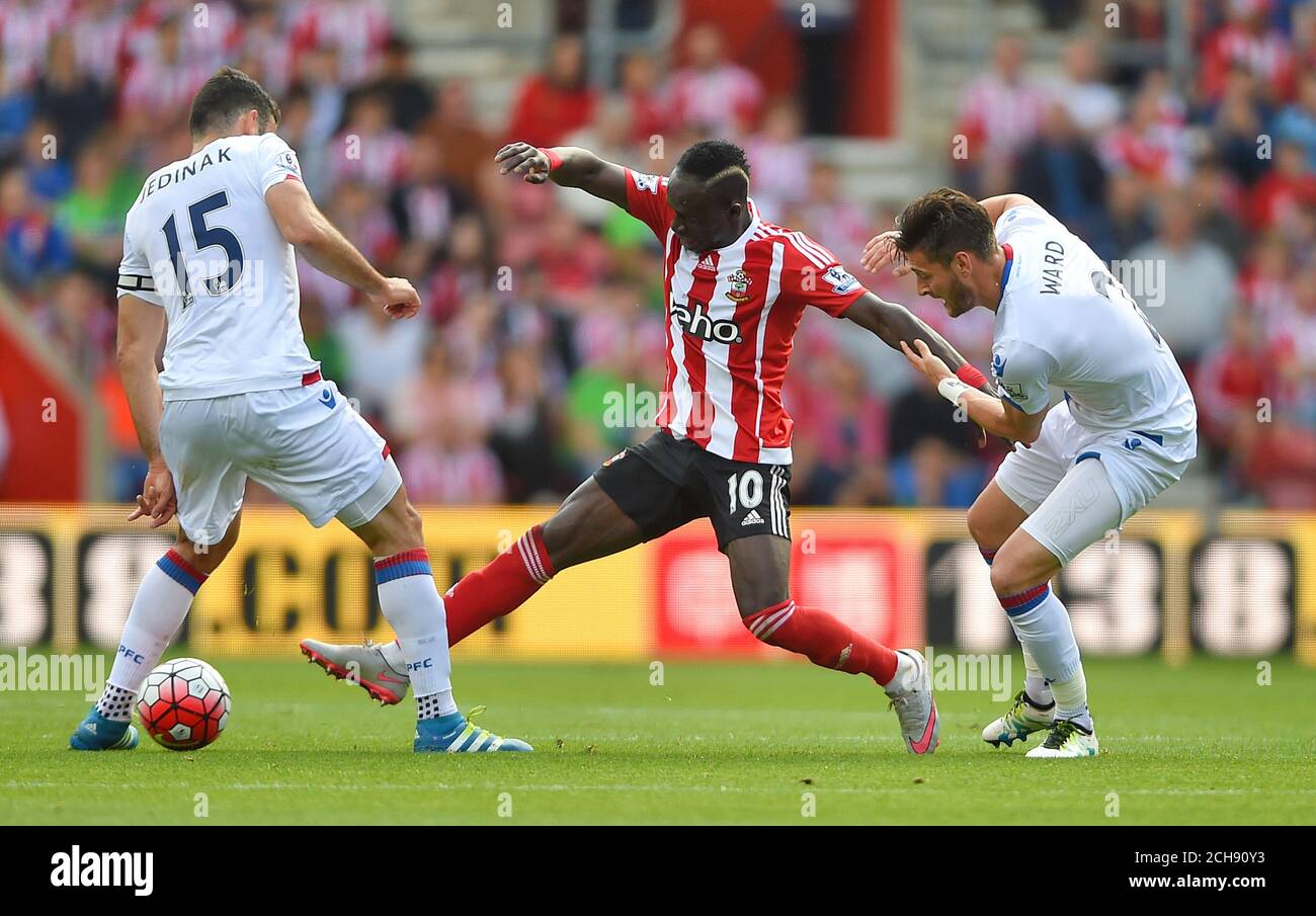 Southampton's Sadio Mane (centre) in action with Crystal Palace's Mile ...
