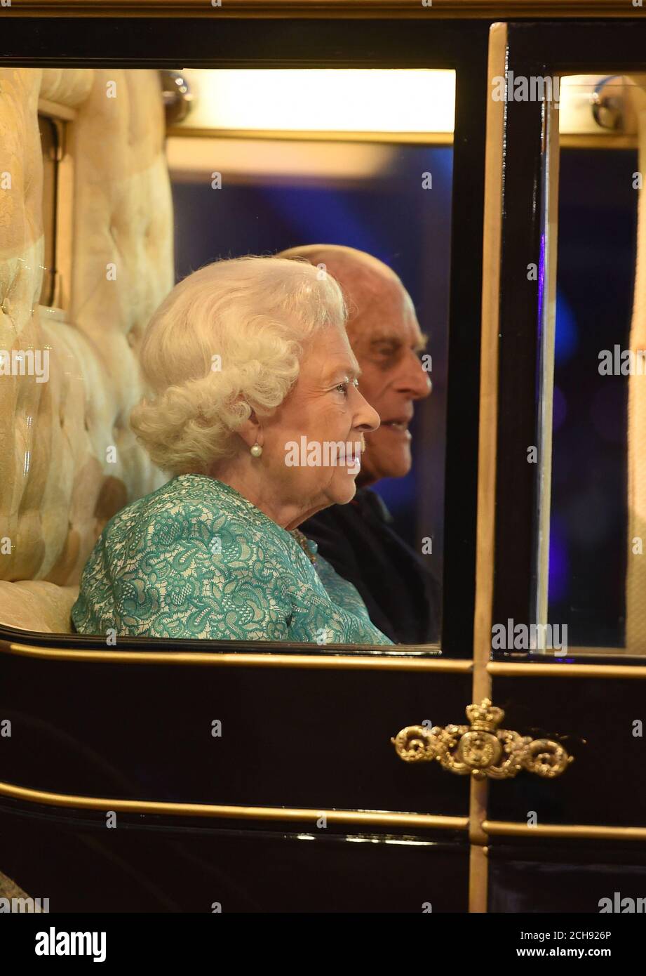 ALTERNATE CROP. Queen Elizabeth II and the Duke of Edinburgh arrive in ...