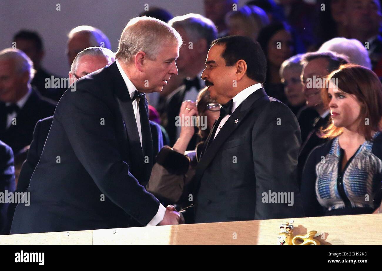 The Duke of York speaks to the King of Bahrain Hamad bin Isa Al Khalifa ...