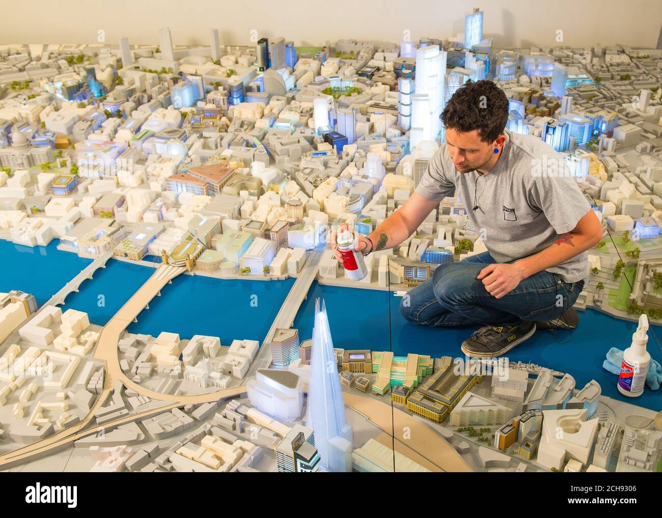 James Massey of Piper's Model Makers cleans the City of London's ...