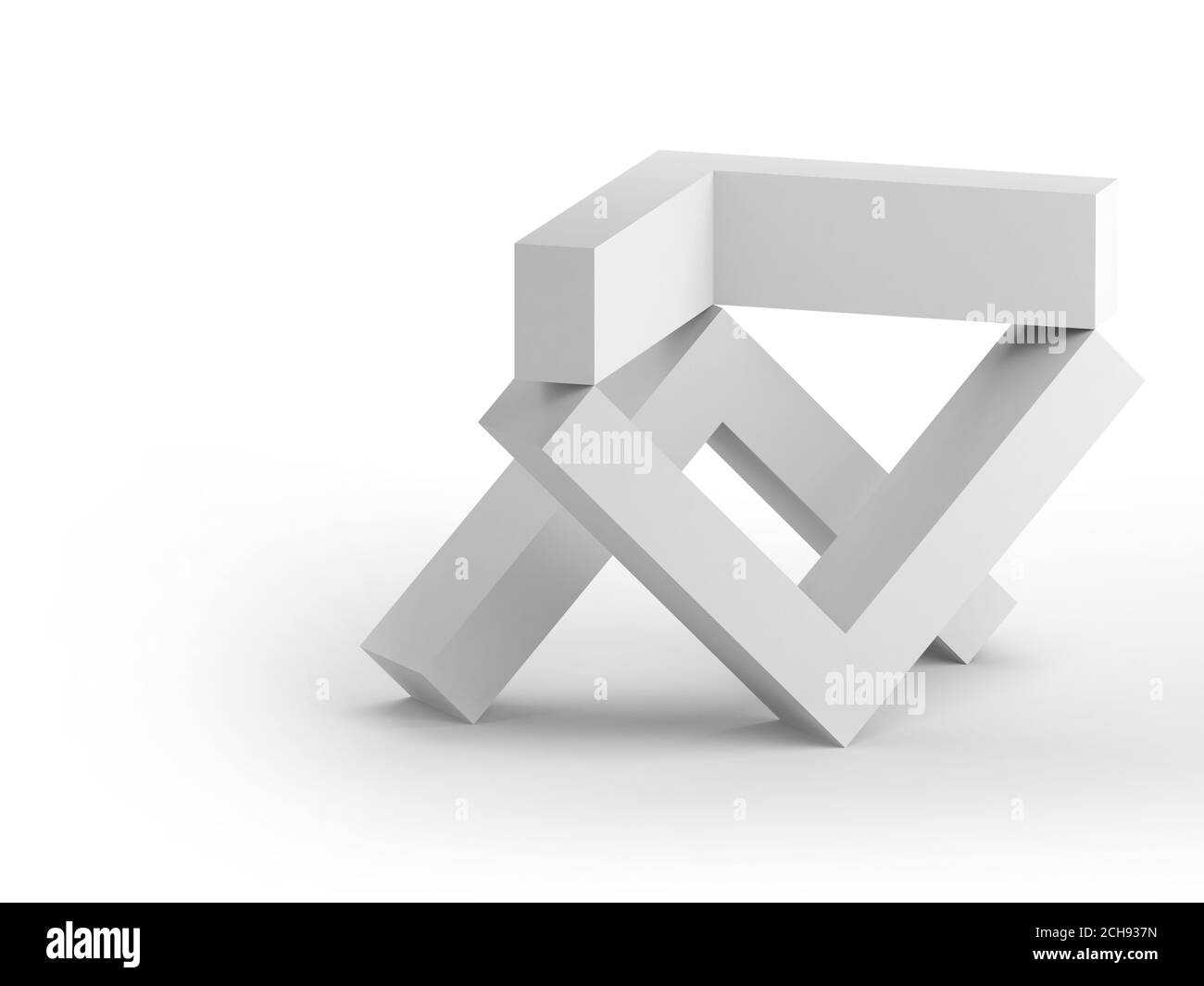 Abstract white equilibrium still life installation with three corners ...