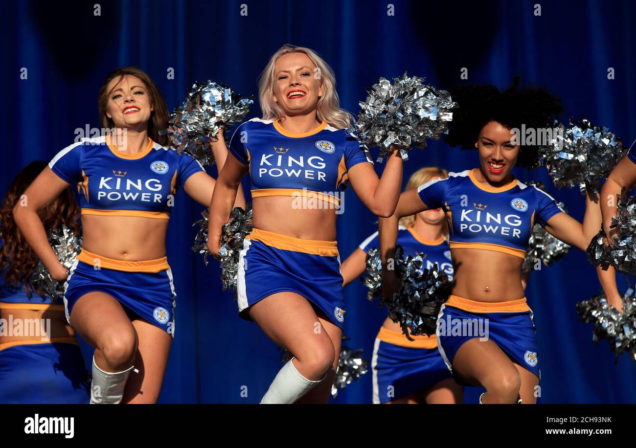 Leicester City cheerleaders on stage at Victoria Park during the open ...