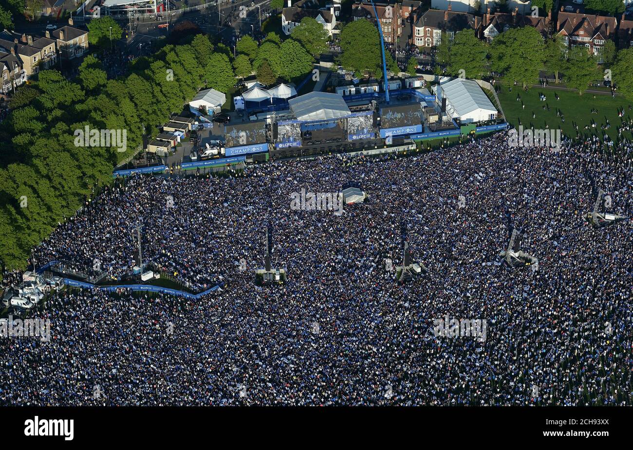 An aerial view as the crowds gather in Victoria Park during the open ...