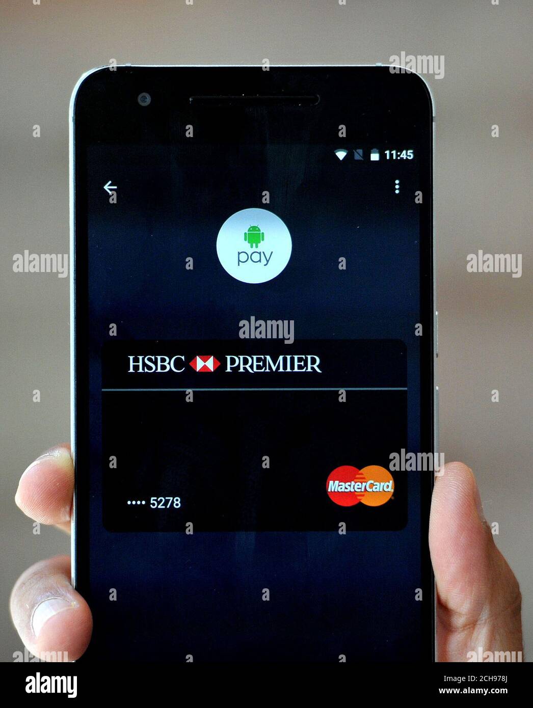 An Android phone device, displaying the Android Pay app, during the ...