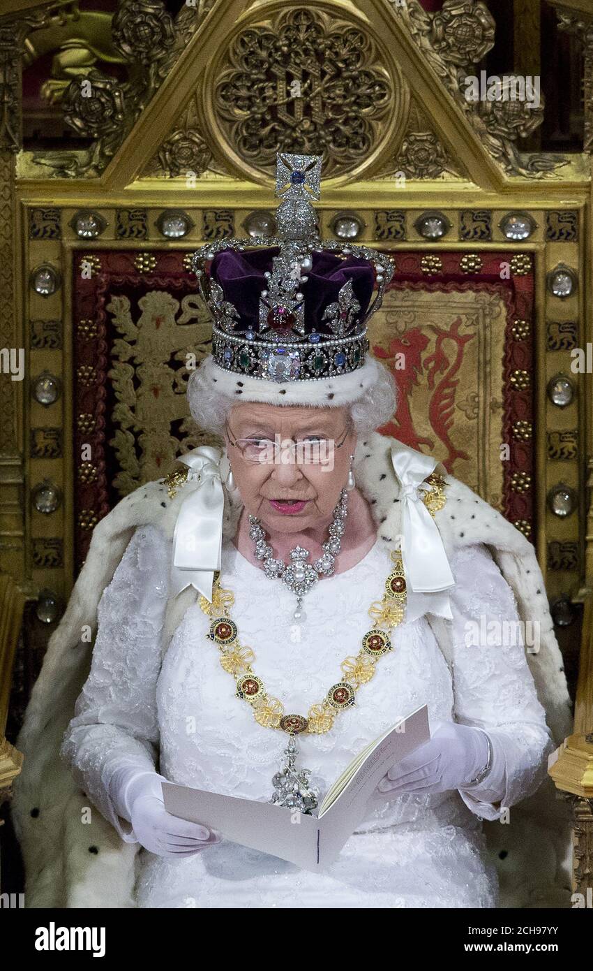 Queen Elizabeth II delivers her speech during the State Opening of ...