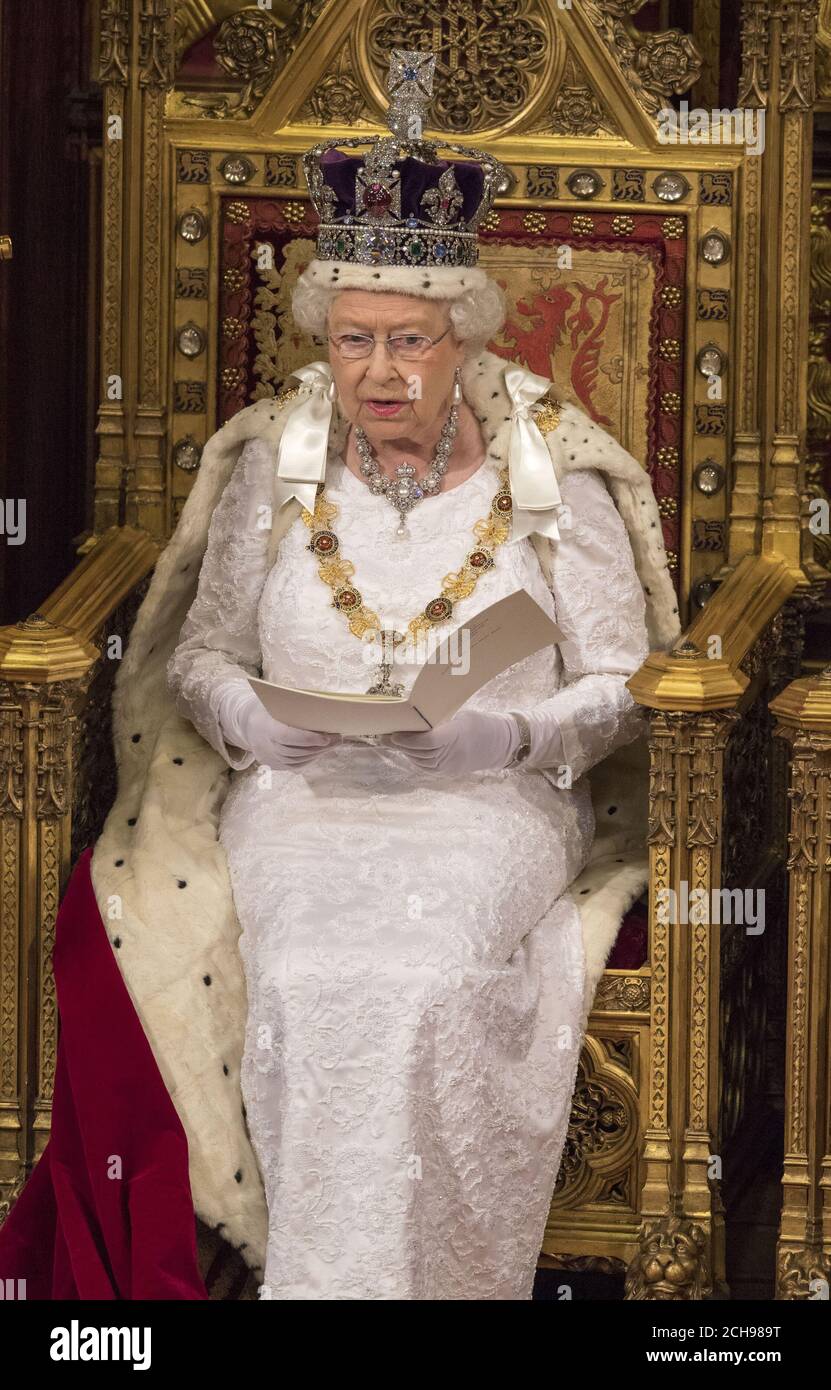 Queen Elizabeth II delivers her speech during the State Opening of ...