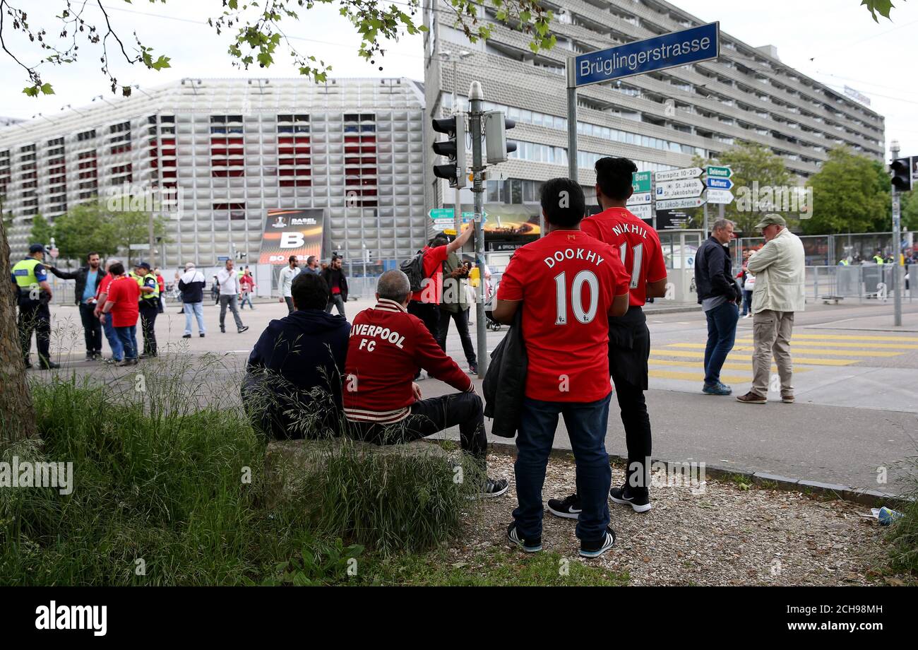 Liverpool fans outside the ground before the UEFA Europa League Final ...