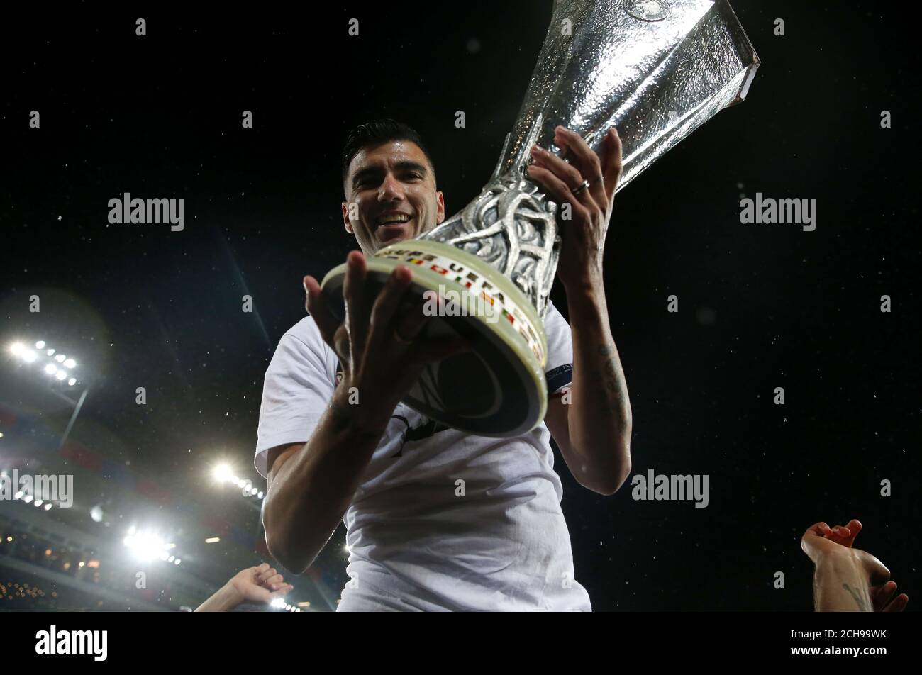Sevilla's Jose Antonio Reyes with the Europa League Trophy after the ...