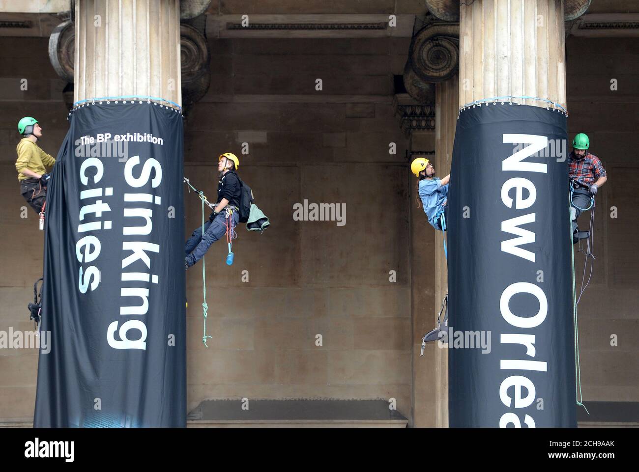 Greenpeace protesters climb the British Museum in London, in protest ...