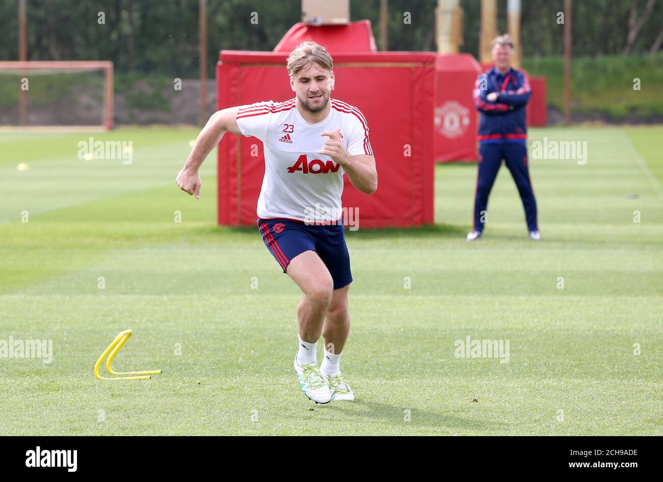 Manchester United's Luke Shaw, during the training session at the Aon ...